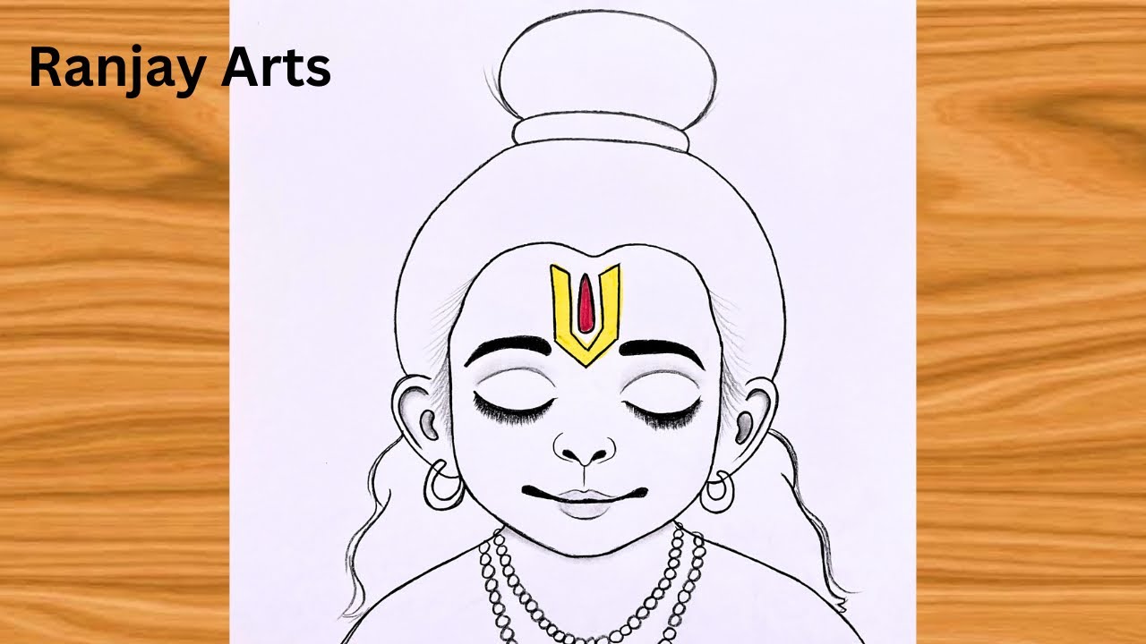 Little Hanuman Ji Face Drawing | Bal Hanuman Drawing Easy | Chitra ...