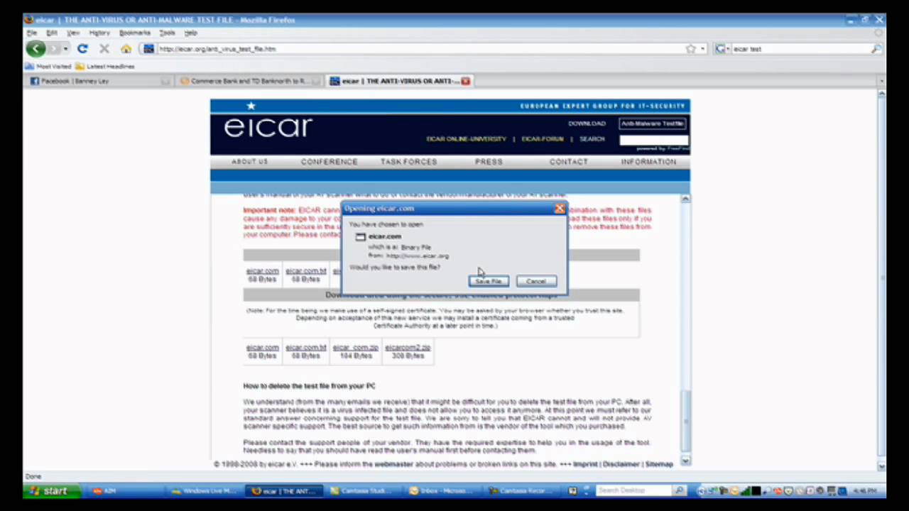 CIS Eicar Test - YouTube
