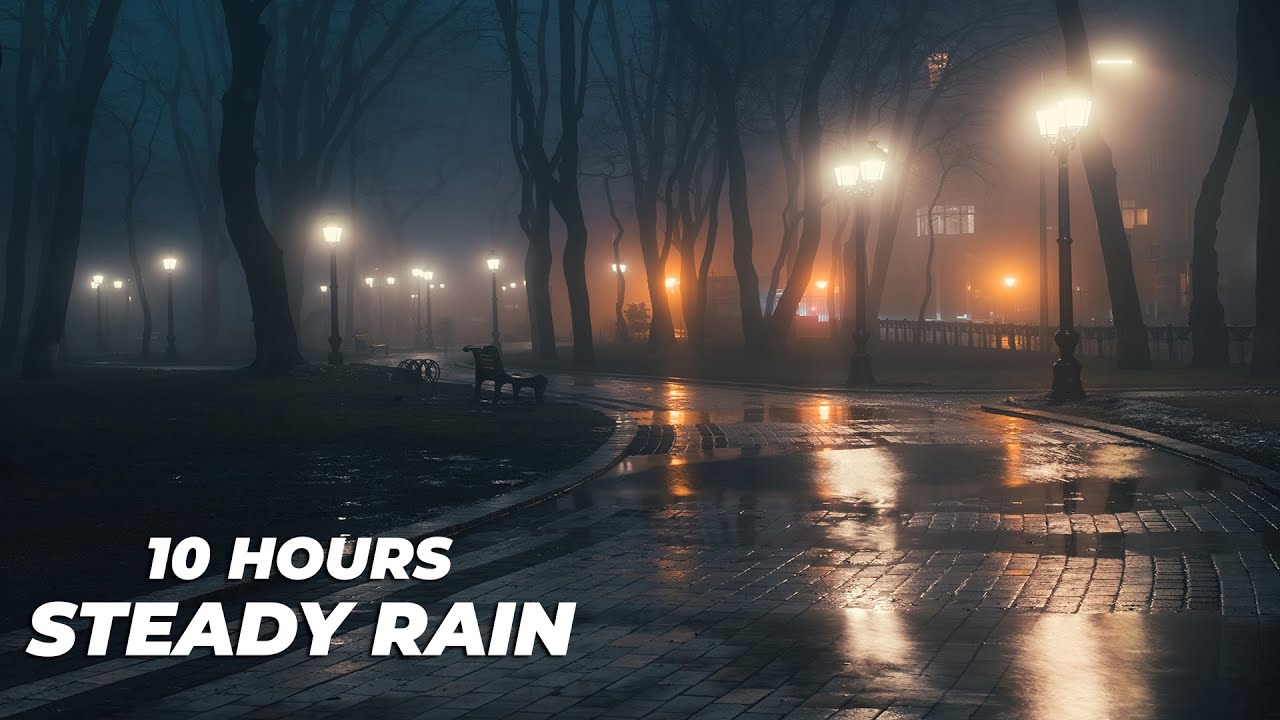 Steady Rain in a City Park | Rain Sounds for Sleeping - YouTube