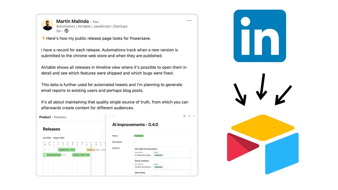 Save LinkedIn posts to Airtable with Powersave - YouTube