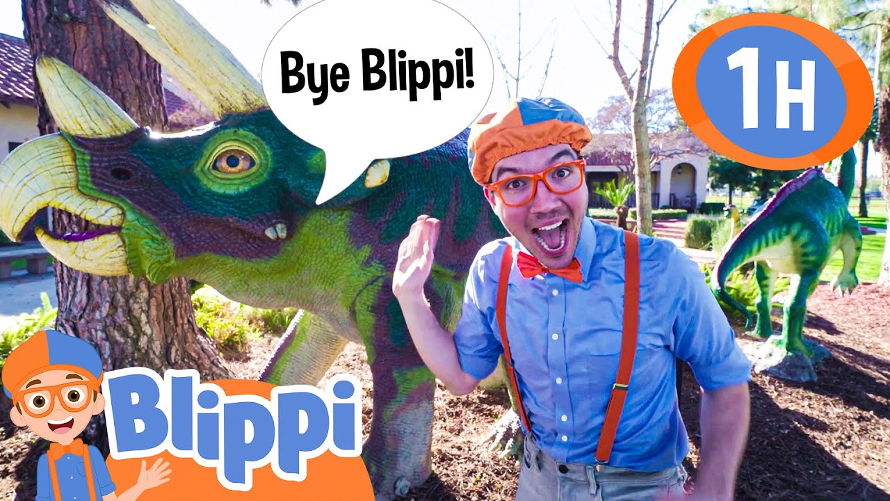 Blippi's Dinosaur Day | Blippi | 🚌Wheels on the BUS Songs! | 🚌Nursery ...