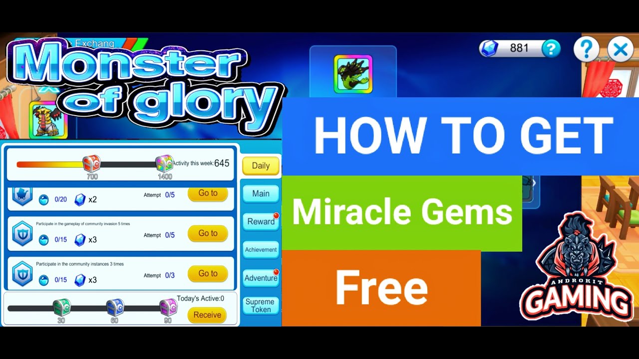 How to get Miracle gems /Miracle exchange monster of glory Androkit ...