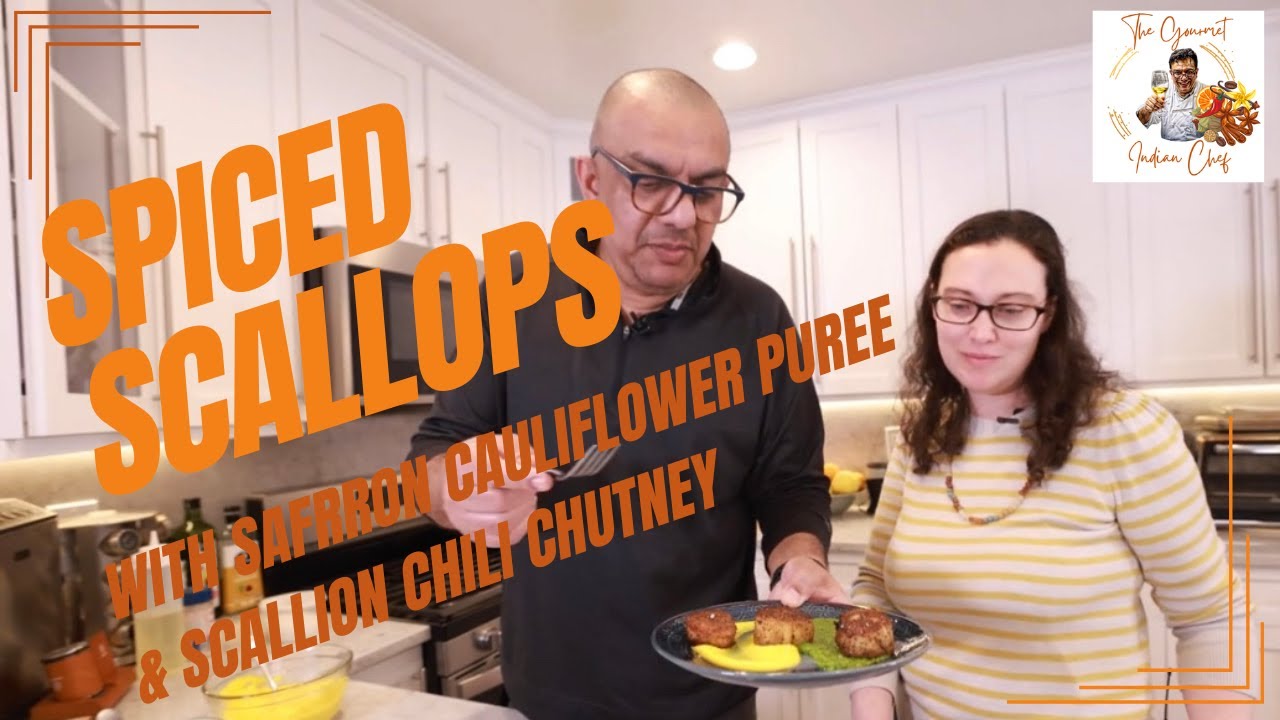 Spiced Scallops Recipe! With Saffron Cauliflower Puree and Scallion ...