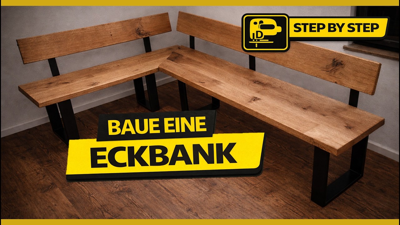 Eckbank selber bauen aus Eiche 🔨 Moderne DIY Sitzbank mit Metallgestell ...