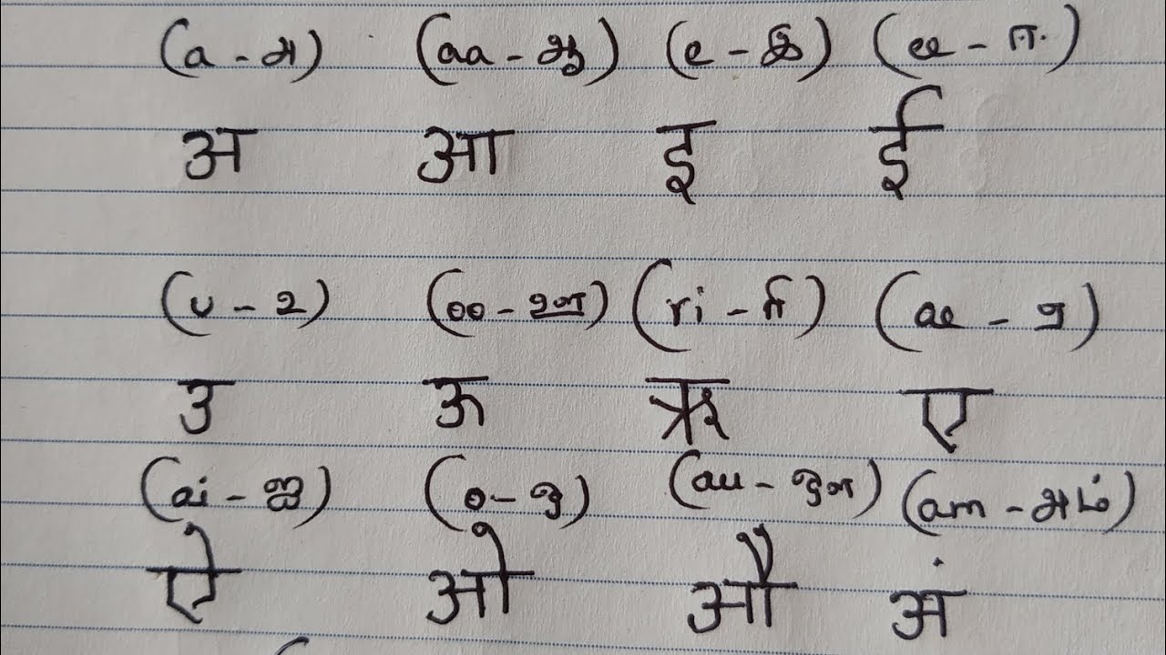 Hindi learning - vowels- swar - YouTube