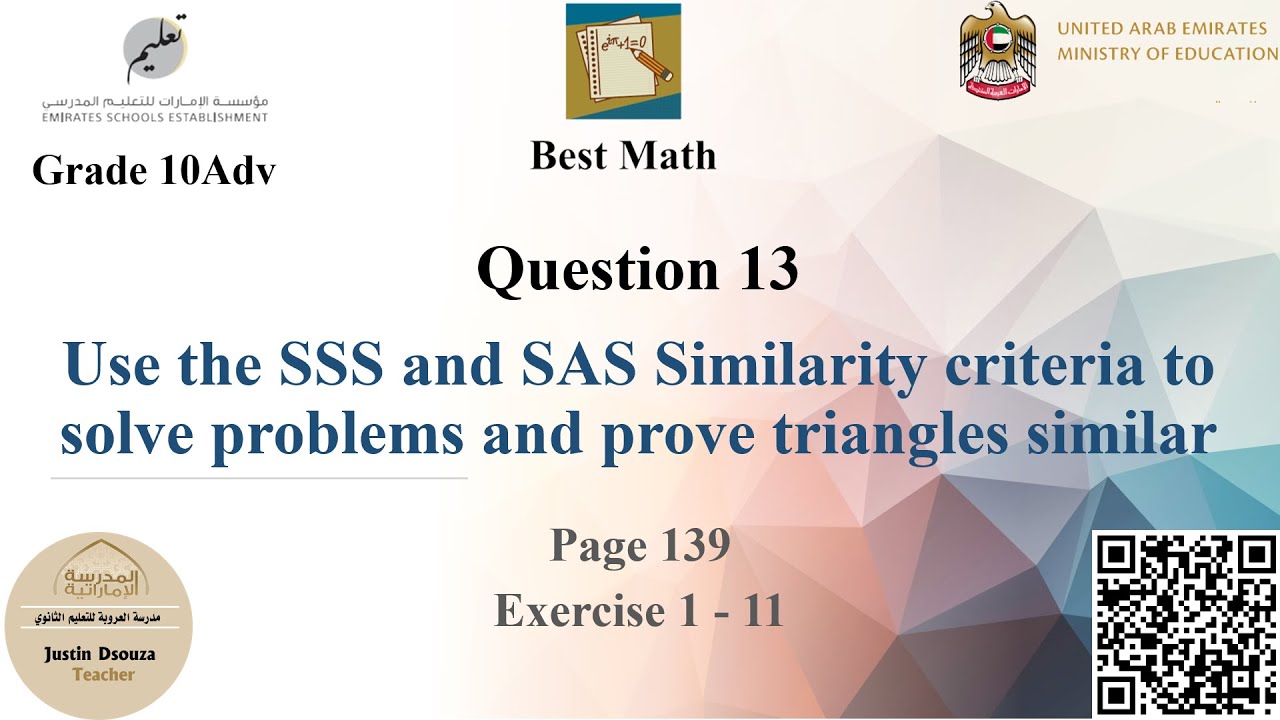 G10A Question 13 Use the SSS and SAS Similarity criteria to solve ...
