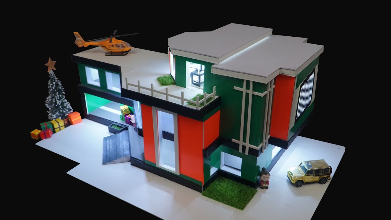 Building miniature modern house Realistic buildable house model - YouTube