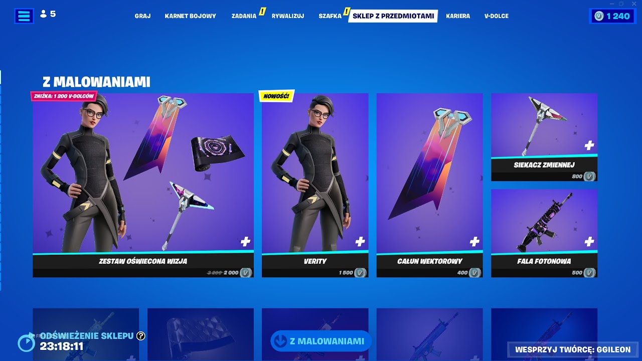SKLEP FORTNITE 7.10.2023 *VERITY NOWY SKIN, NOWY ZESTAW Z SZAFKI ...