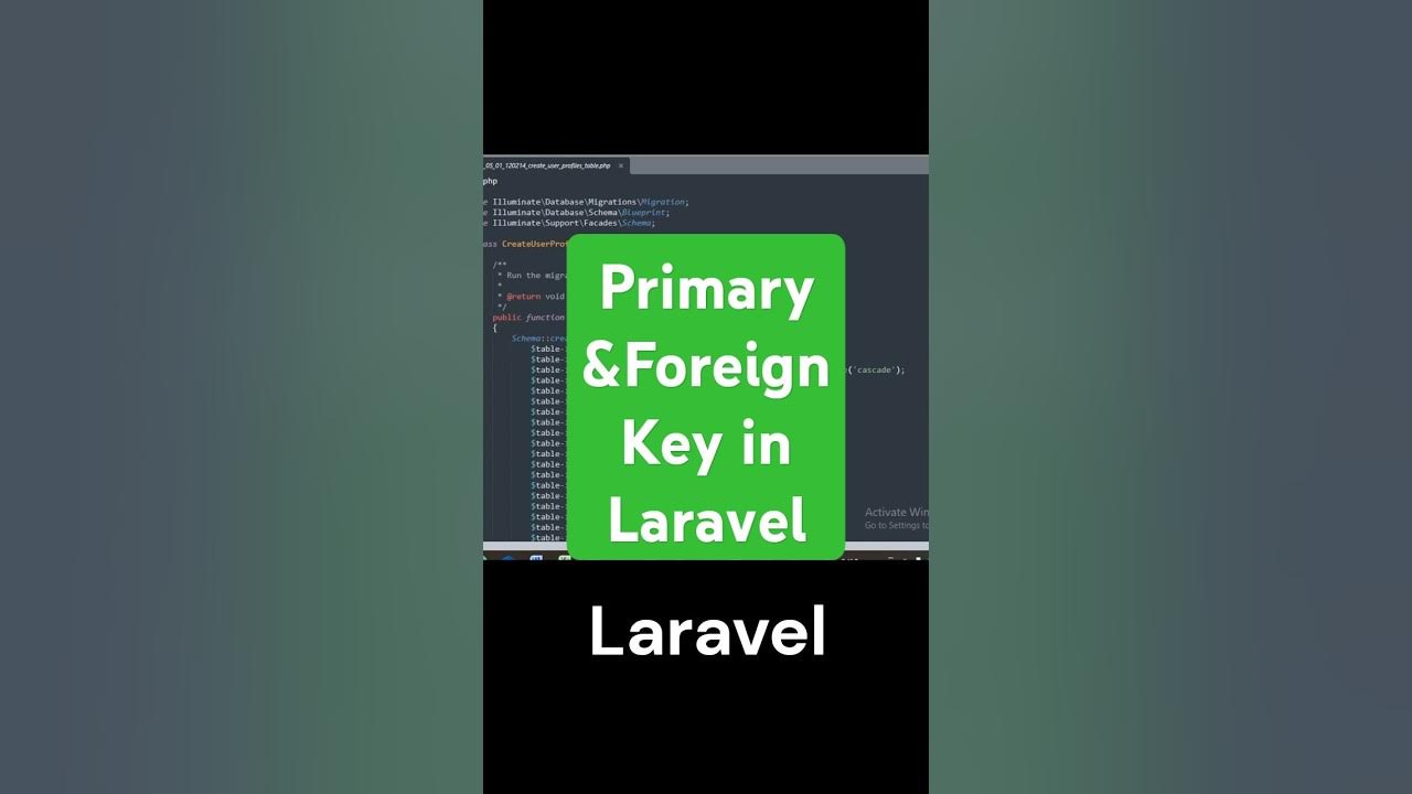 Laravel primary & foreign Key | How to apply primary and foreign in laravel #laravel #shorts ...