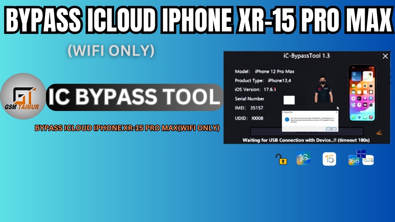 iPhone XS to 15 PRO MAX no signal A12+ iCloud Bypass with New IC Bypass Tool WIFI Only# ...