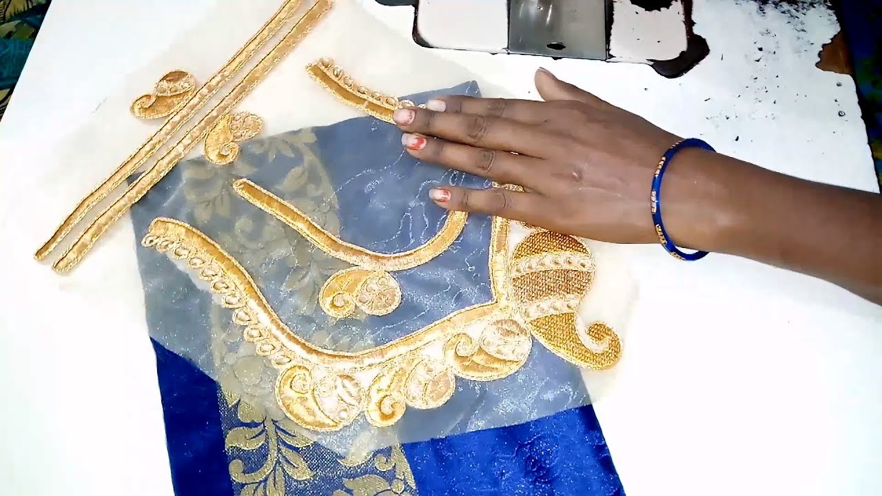 Readymade neck patch design attachment for designer blouse cutting and ...