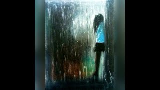 Girl Sitting Alone In Rain Drawing