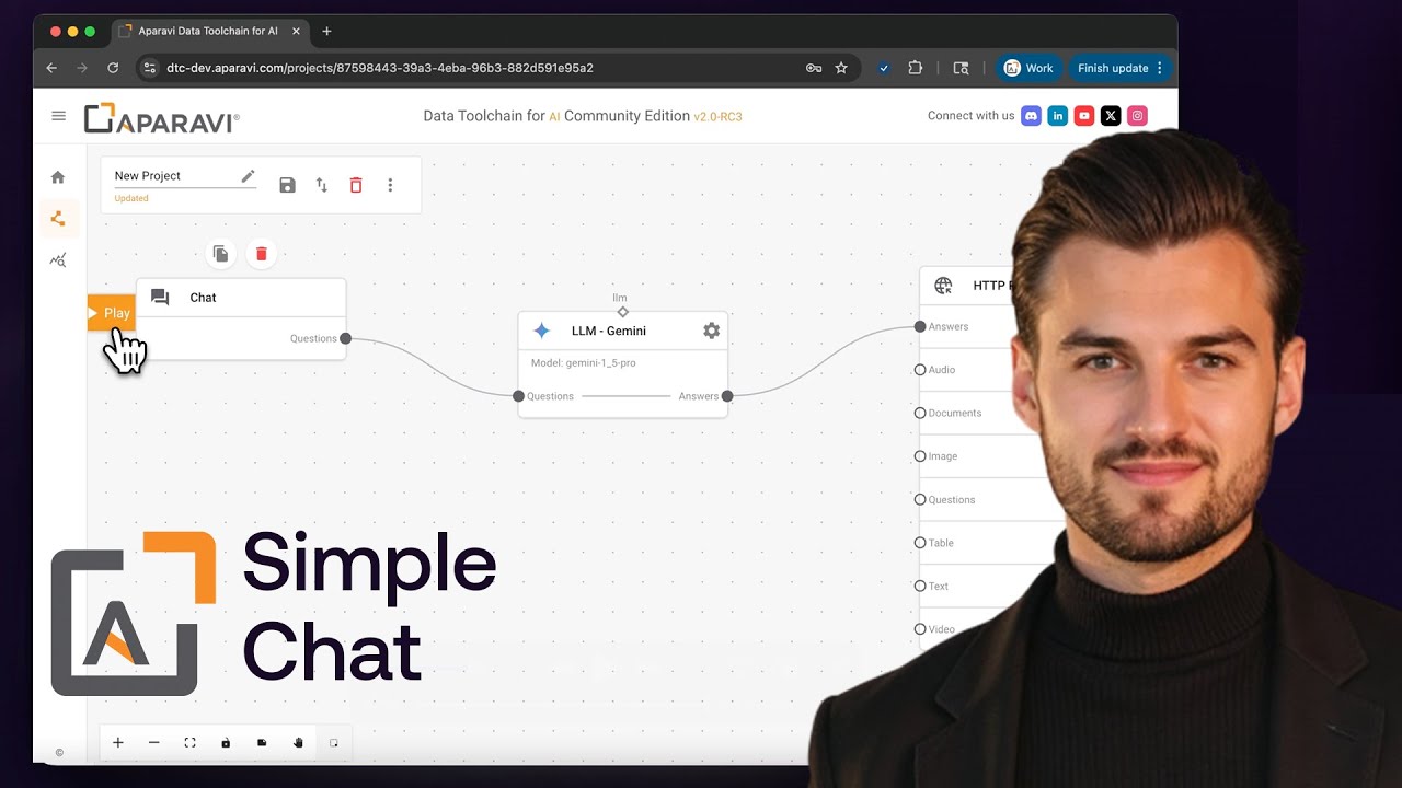 Sample Simple Chat - Aparavi Data Toolchain | Build First Pipeline - YouTube