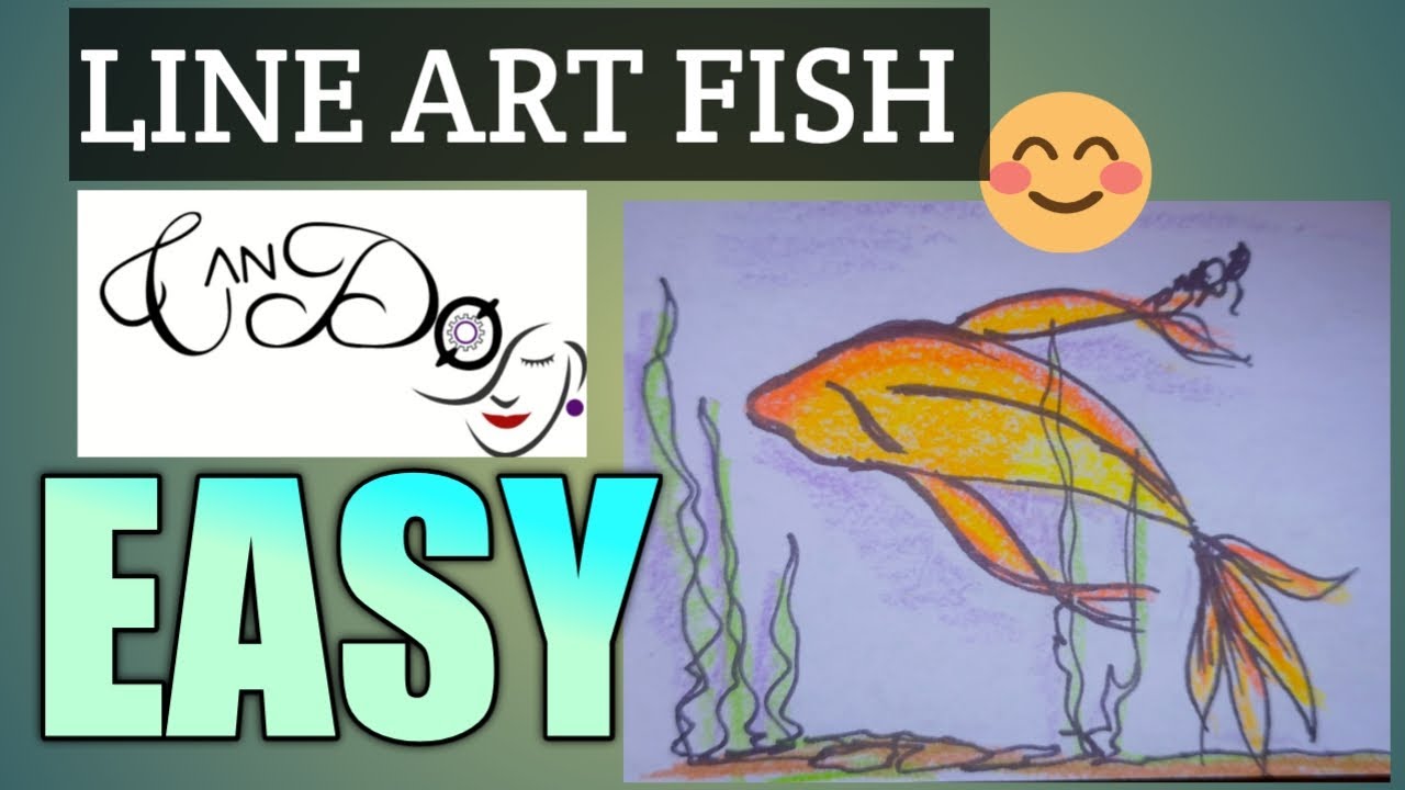 How To Draw A Line Art Fish Tank Step By Step For Beginners| Easy Fish ...
