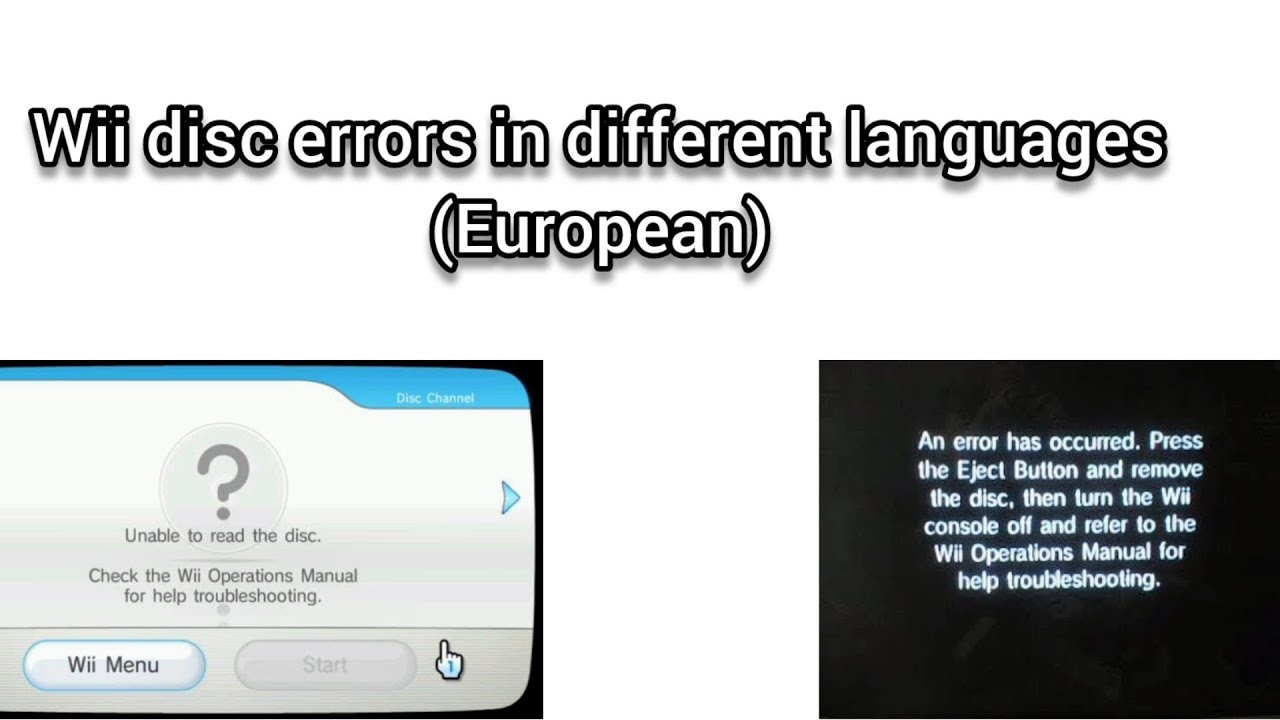 Wii disc error in all languages (european) - YouTube