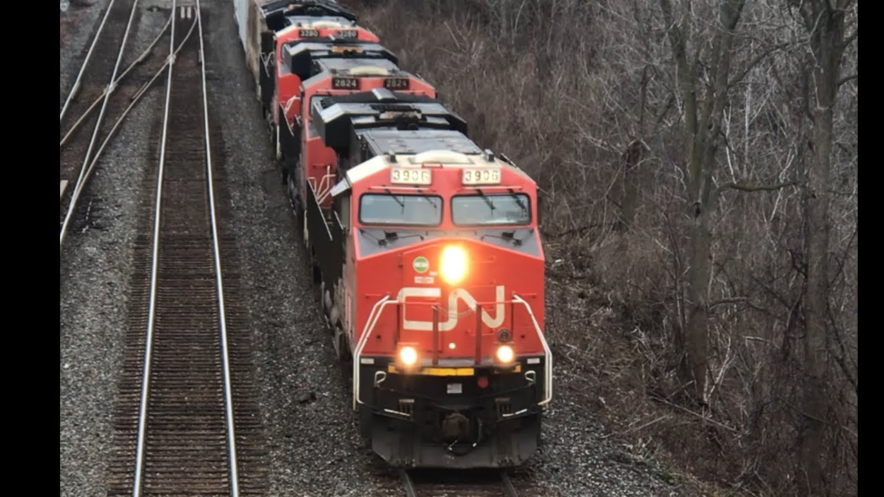 New Model CN Train 3906! 2 Other CN Units Tag Along! Horn Salute at ...