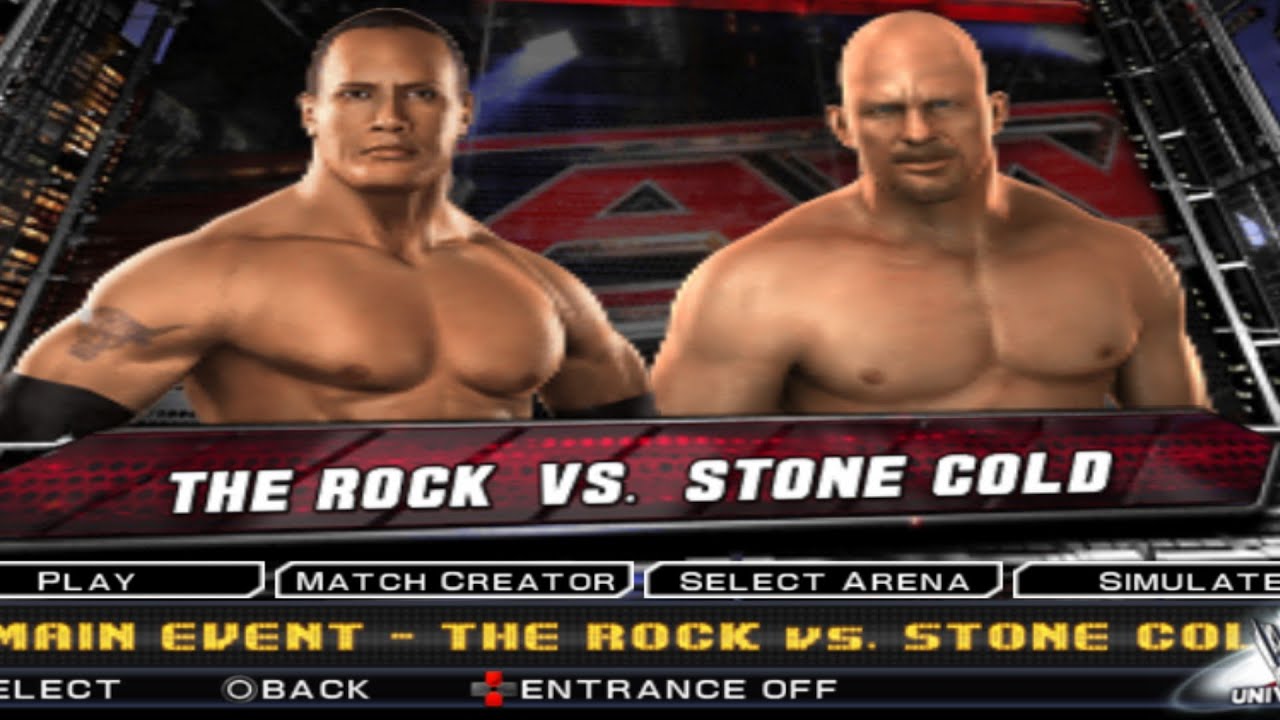 The Rock vs stone cold in Smackdown vs Raw 2011 in PSP emulater - YouTube