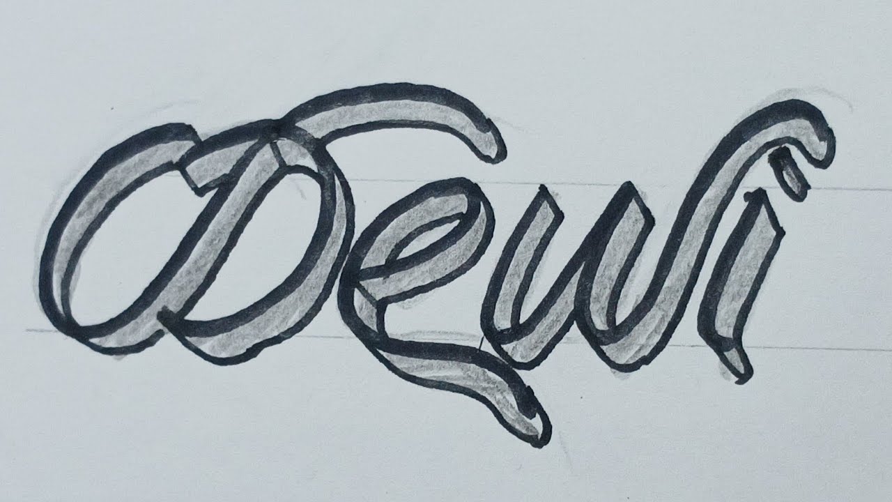 Draw 3d Calligraphy Name For Beginners Easy / Drawing Cursive Art On ...