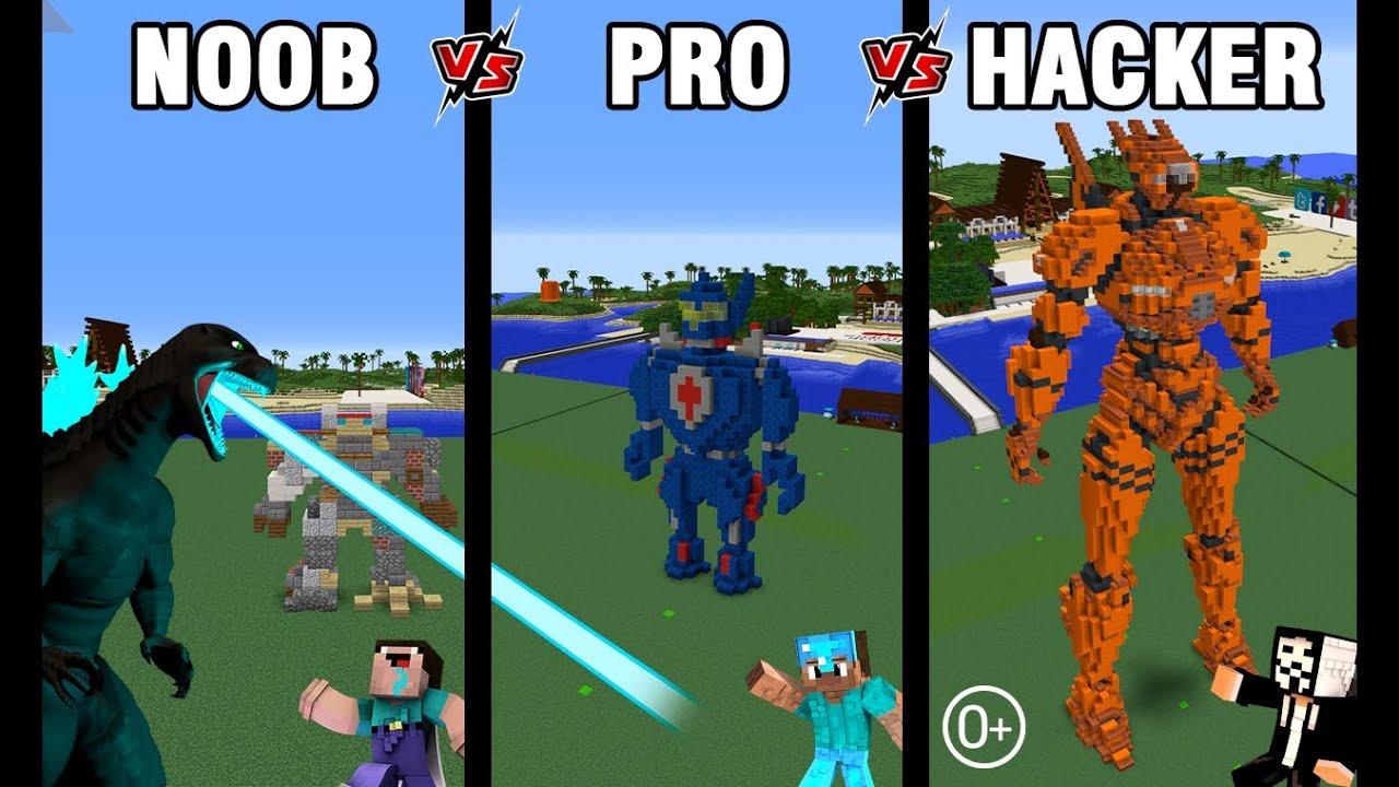 Minecraft Battle: NOOB vs PRO vs HACKER: BUILD ROBOTS TO FIGHT GODZILLA ...