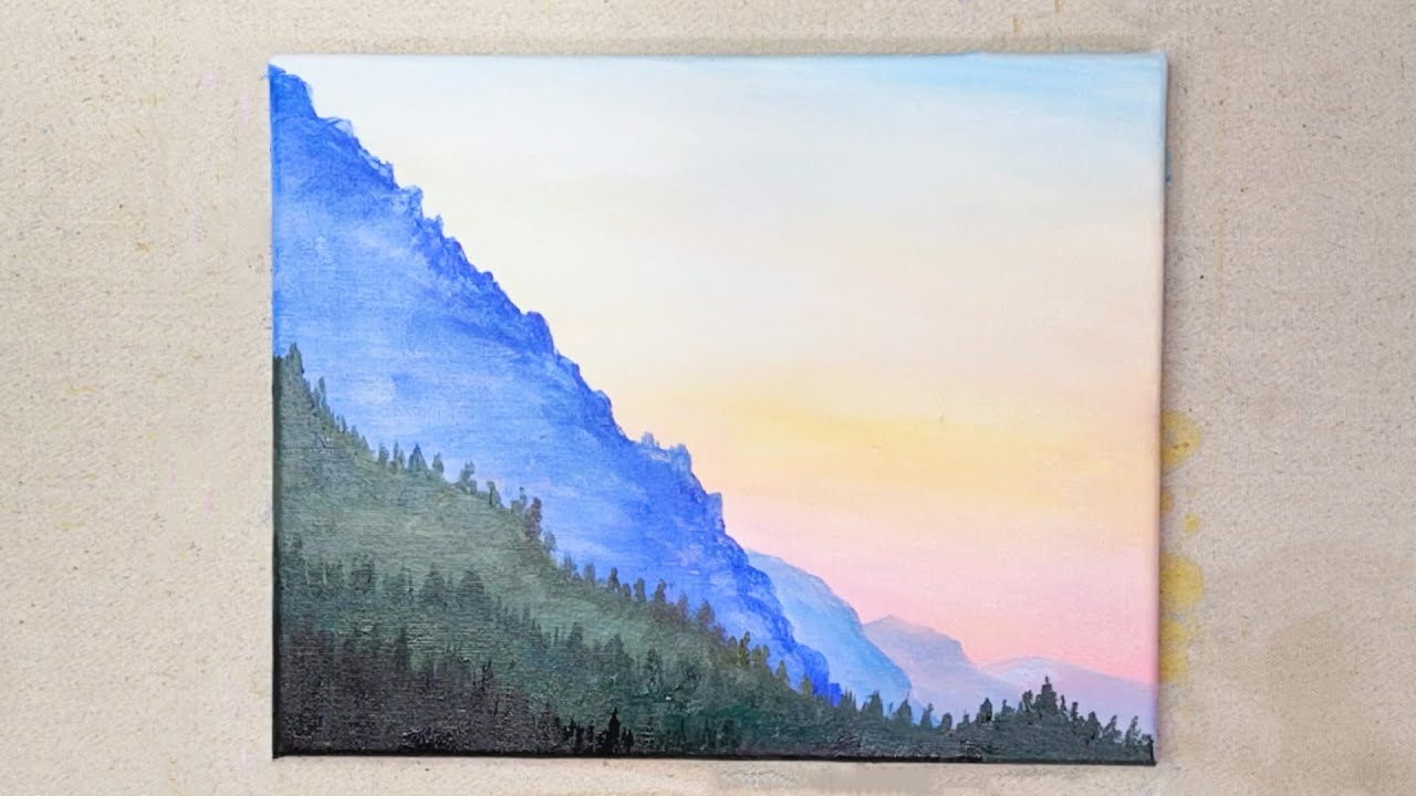 Acrylic Painting #41/ How To Paint Mountain / Easy For Beginners Step ...