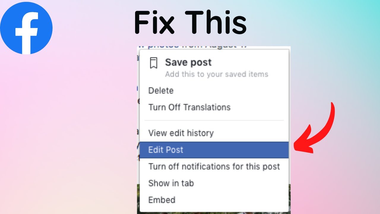 How to Fix No Edit Option on Facebook Post - YouTube