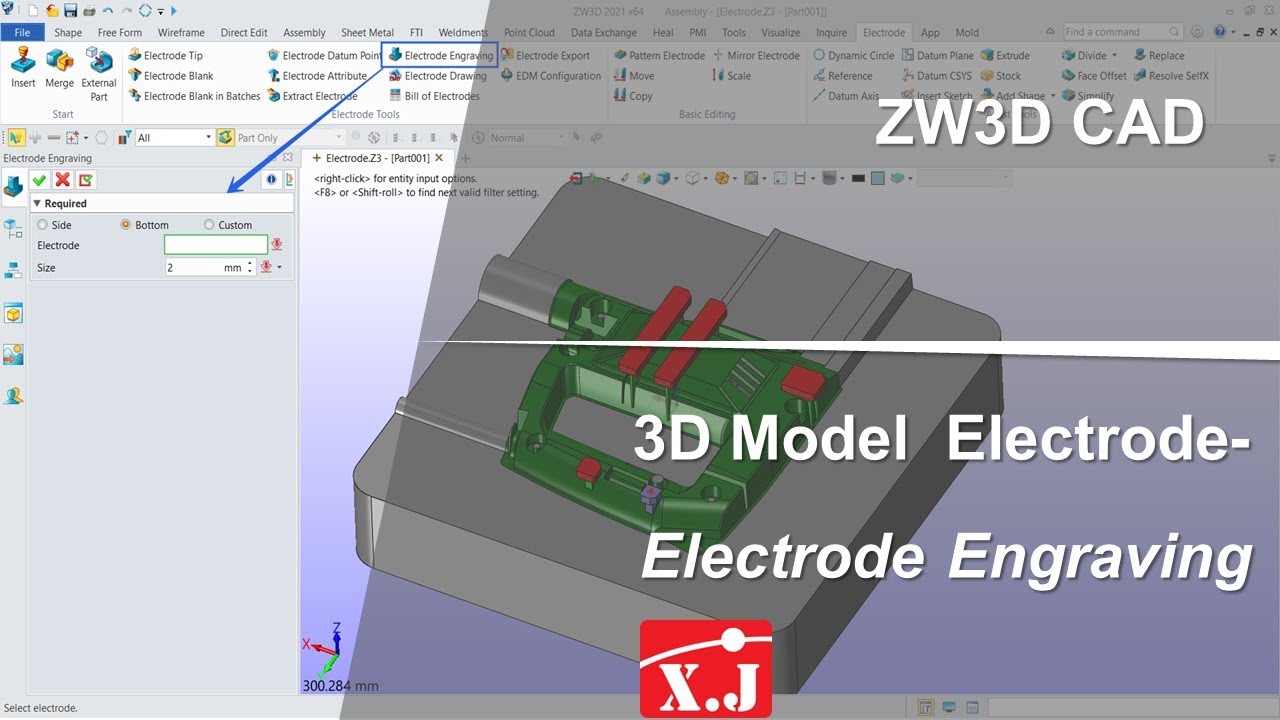 ZW3D คู่มือ สอนการใช้งาน CAD - Electrode Engraving - YouTube