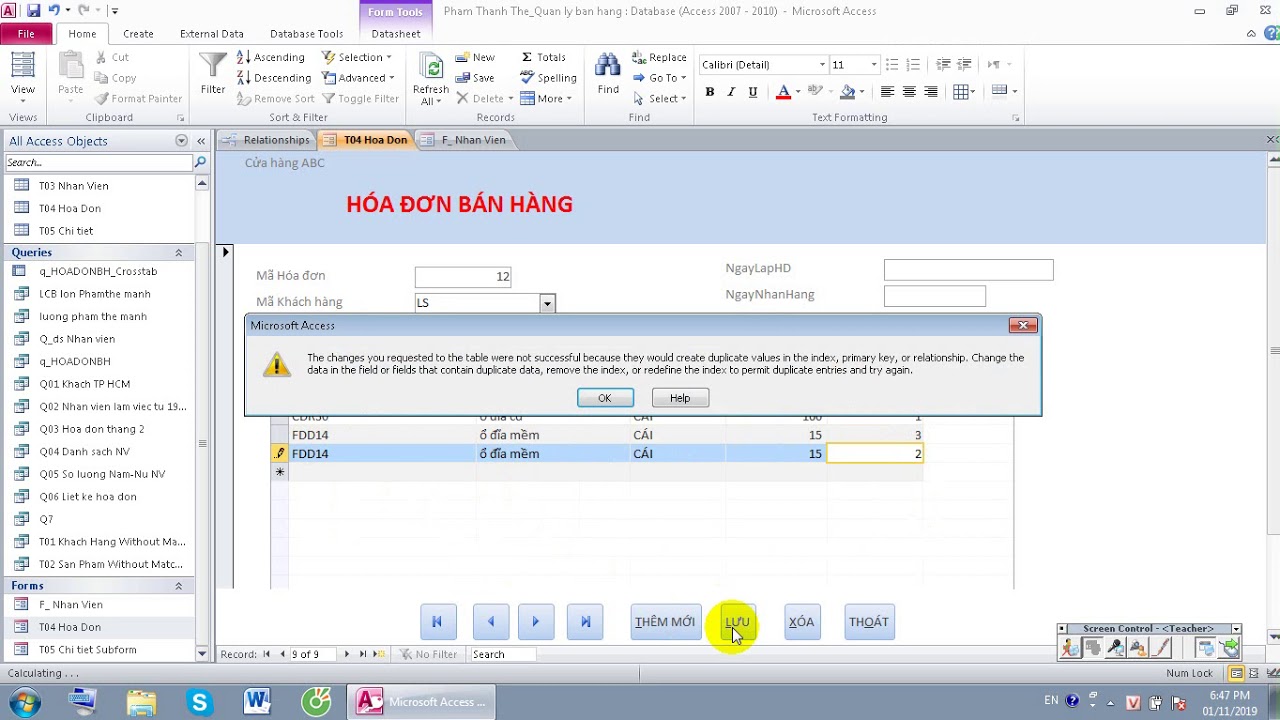 tAO MAIN FORM VÀ SUBFORM ACCESS 2010 - YouTube