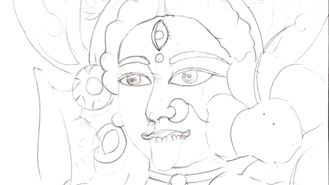 Kali mata drawing/diwali drawing, how to draw/kali thakur drawing easy ...