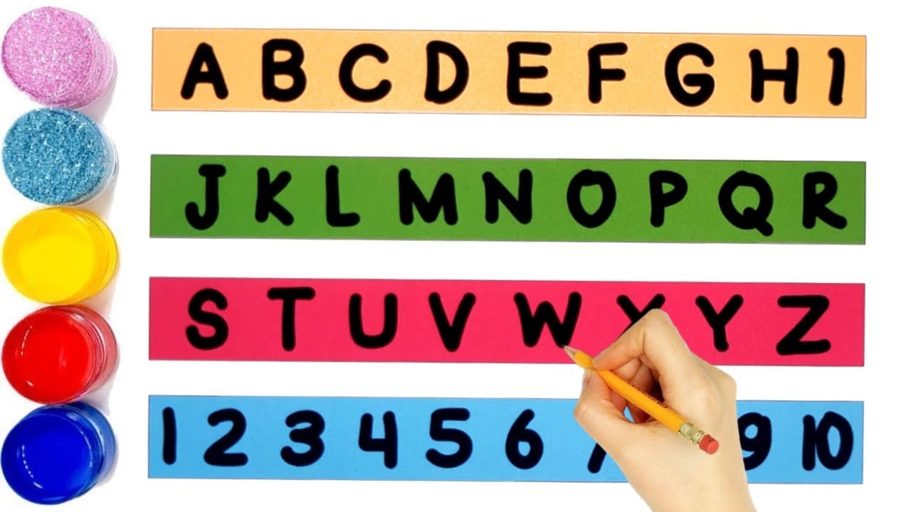 Learn ABCD Alphabets and numbers counting 123. Shapes for kids and ...