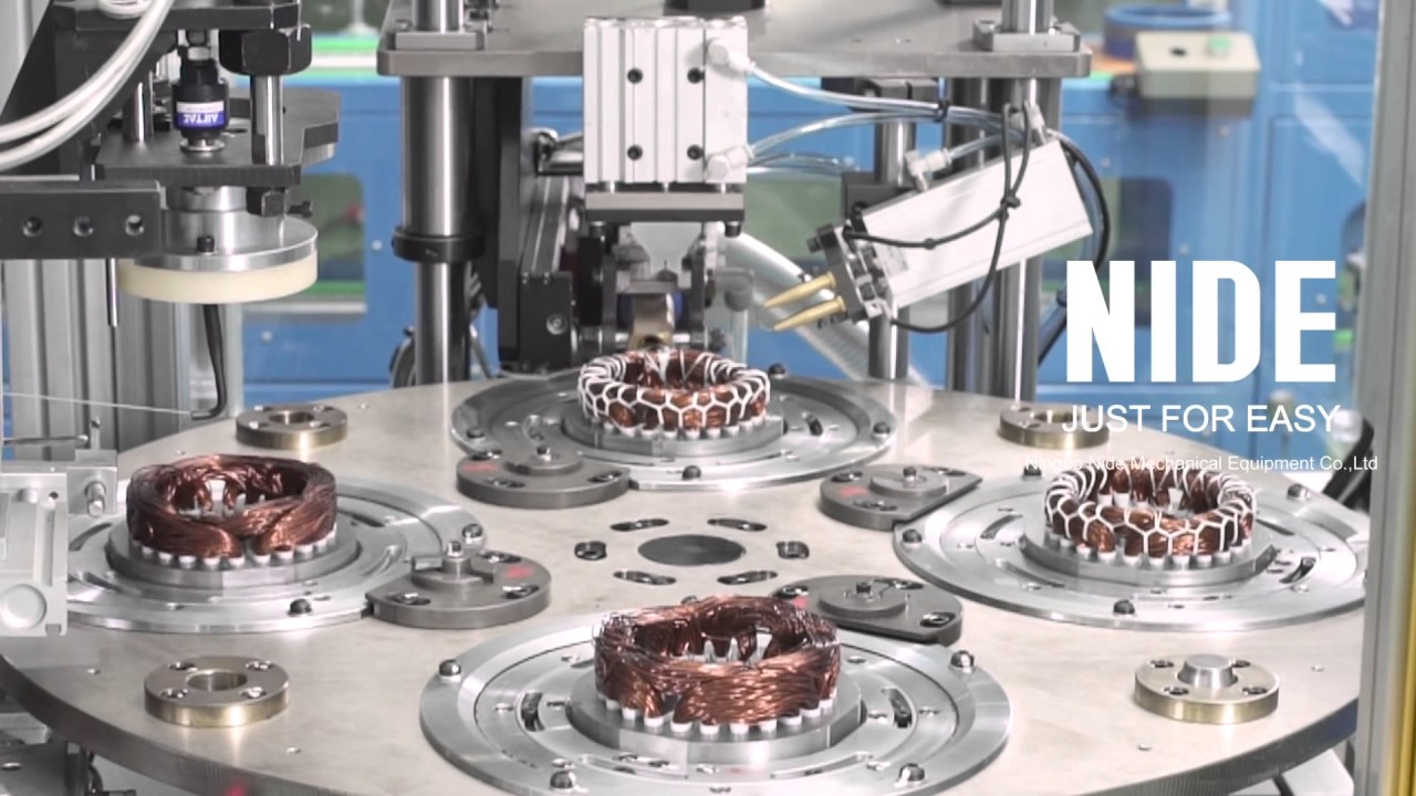 Automatic four station Washing machine motor stator lacing machine ...