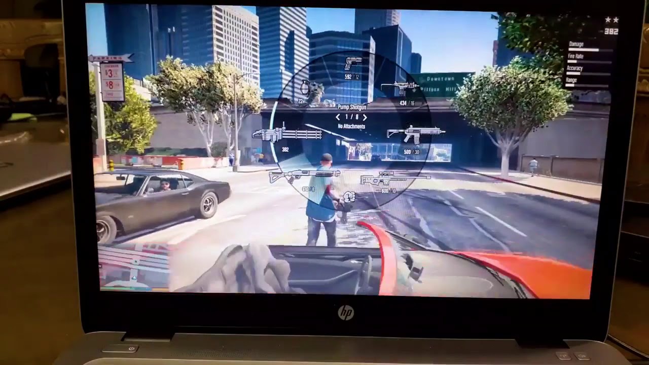 تجربة لعبة GTA V على لابتوب HP 745 G3 A12 ( أعلى من ال hp 745 g4 ...