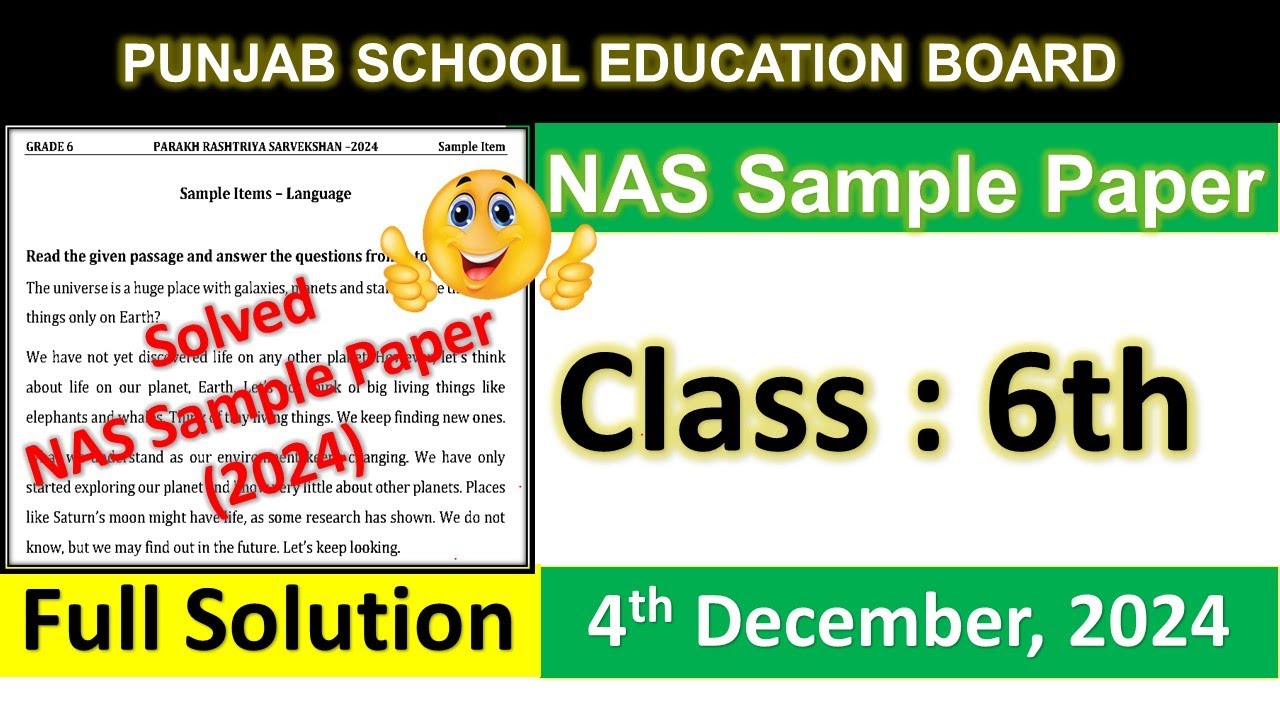 Class 6: 4 Dec 2024 NAS Exam Solved Sample paper, NAS 2024 solved paper ...