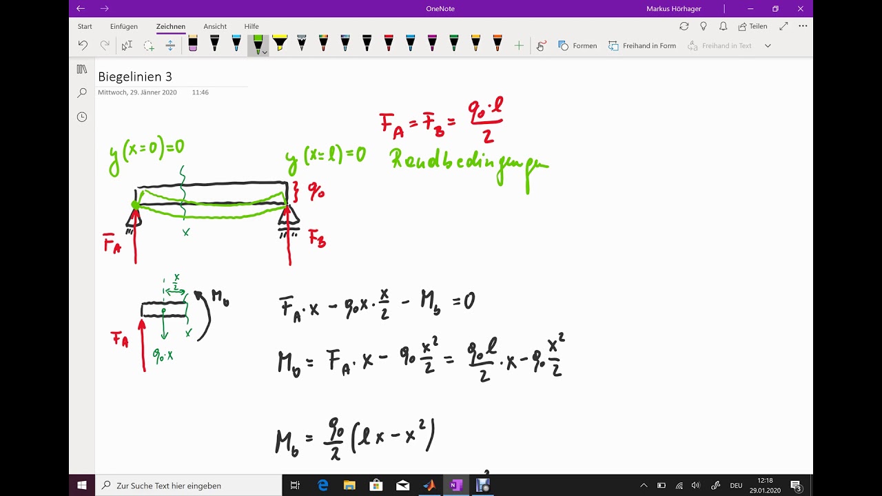 Differentialgleichung der Biegelinie Beispiele1 - YouTube
