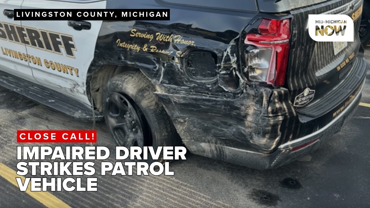 CLOSE CALL: Impaired Driver Strikes Patrol Vehicle in Michigan - YouTube
