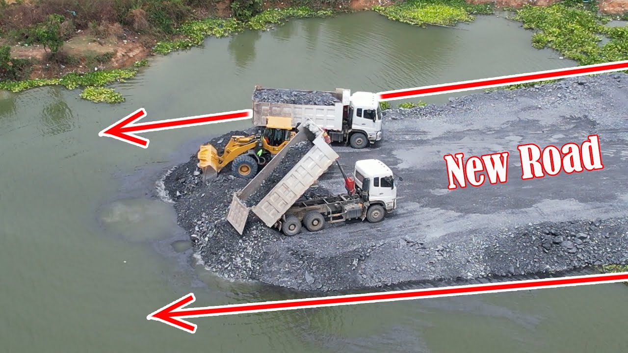 Wonderful !! The Continue Starting Build New Road, Wheel Loader Push ...