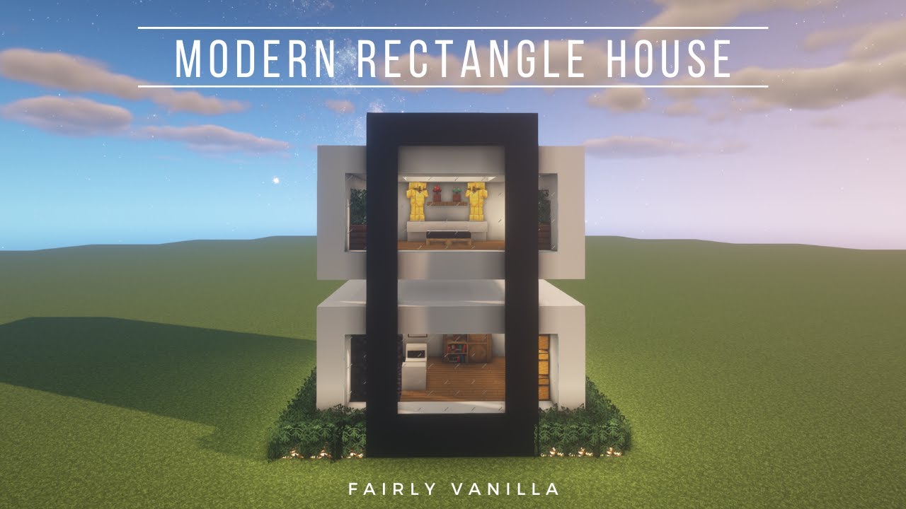 Minecraft | Modern Rectangle House | Easy Build Tutorial | Relaxing ...
