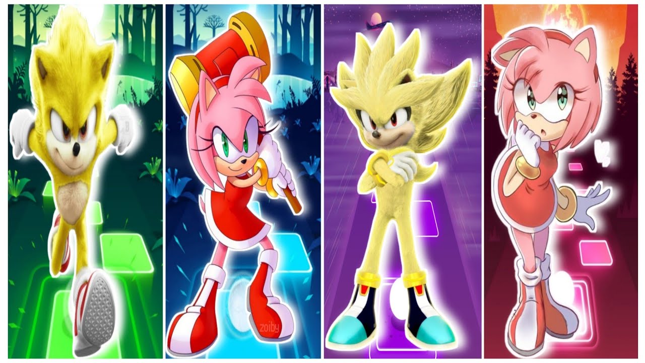 Tiles hop|super Sonic 🆚 Amy Rose 🆚 Sonic gold 🆚 Amy Rose, EDM RUSH 🎶 ...