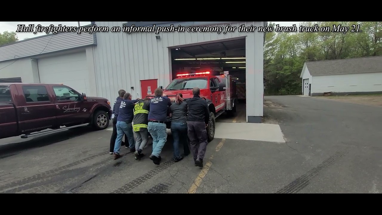 Hull Fire Department push-in for new brush truck - YouTube