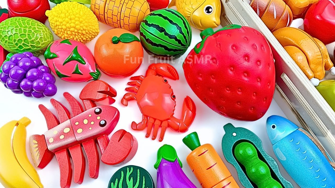 Mixing Fruits and Vegetables Colorful, Cutting Strawberry Lobster ...