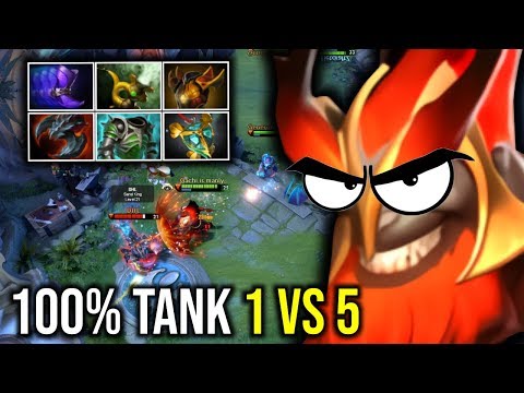 100% TANK MARS 1 VS 5 | Cancer New Hero Mars Tank Build Fountain Dive by Bulldog 7.21c | Dota 2