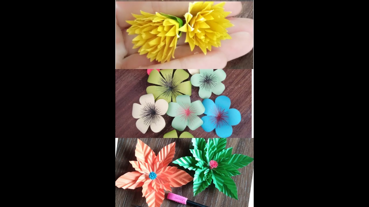 3 simple and beautifull diy paper flower design ideas [Ayesha craft ...