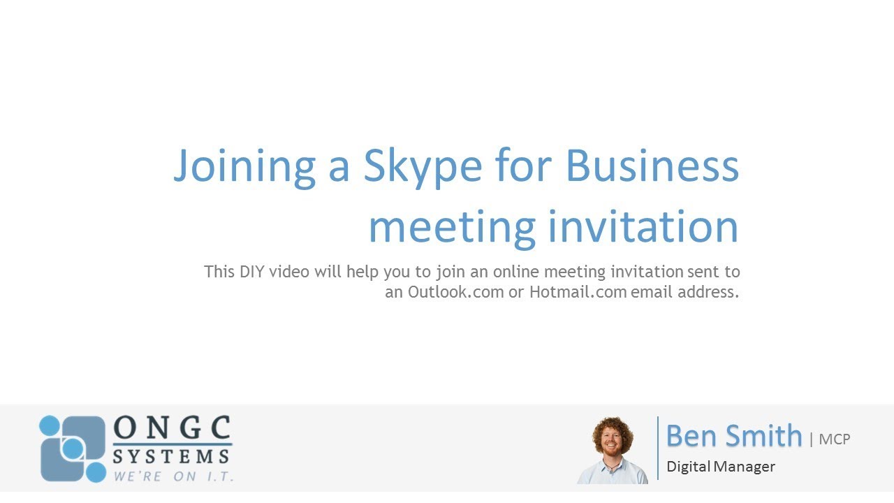 How to join a Skype for Business Meeting from Hotmail - YouTube