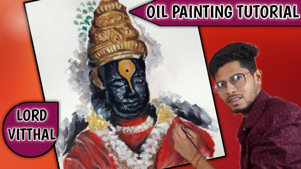 God Vitthal Drawing With oil color | How To Draw Lord Vitthal Drawing ...
