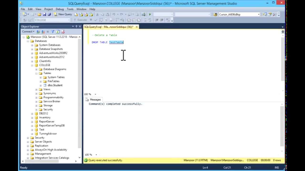 8 - SQL DROP TABLE - Learn SQL from www.SQLServerLog.com - YouTube