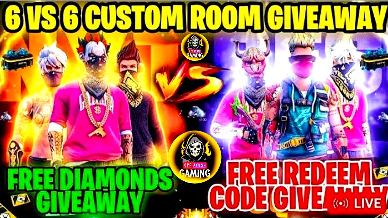 6V6 CUSTOM ROOM GAMEPLAY || FREE DIAMONDS GIVEAWAY || FREE REEDEM CODES GIVEAWAY - YouTube