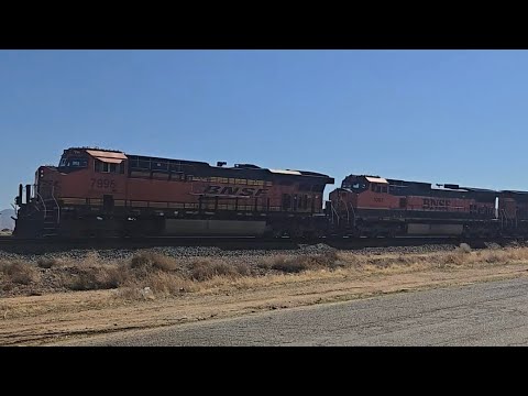 BNSF 7996 leads BNSF 1007 (H1) & BNSF 5211 (H2) on this eastbound intermodal at Hesperia. 2/25 ...