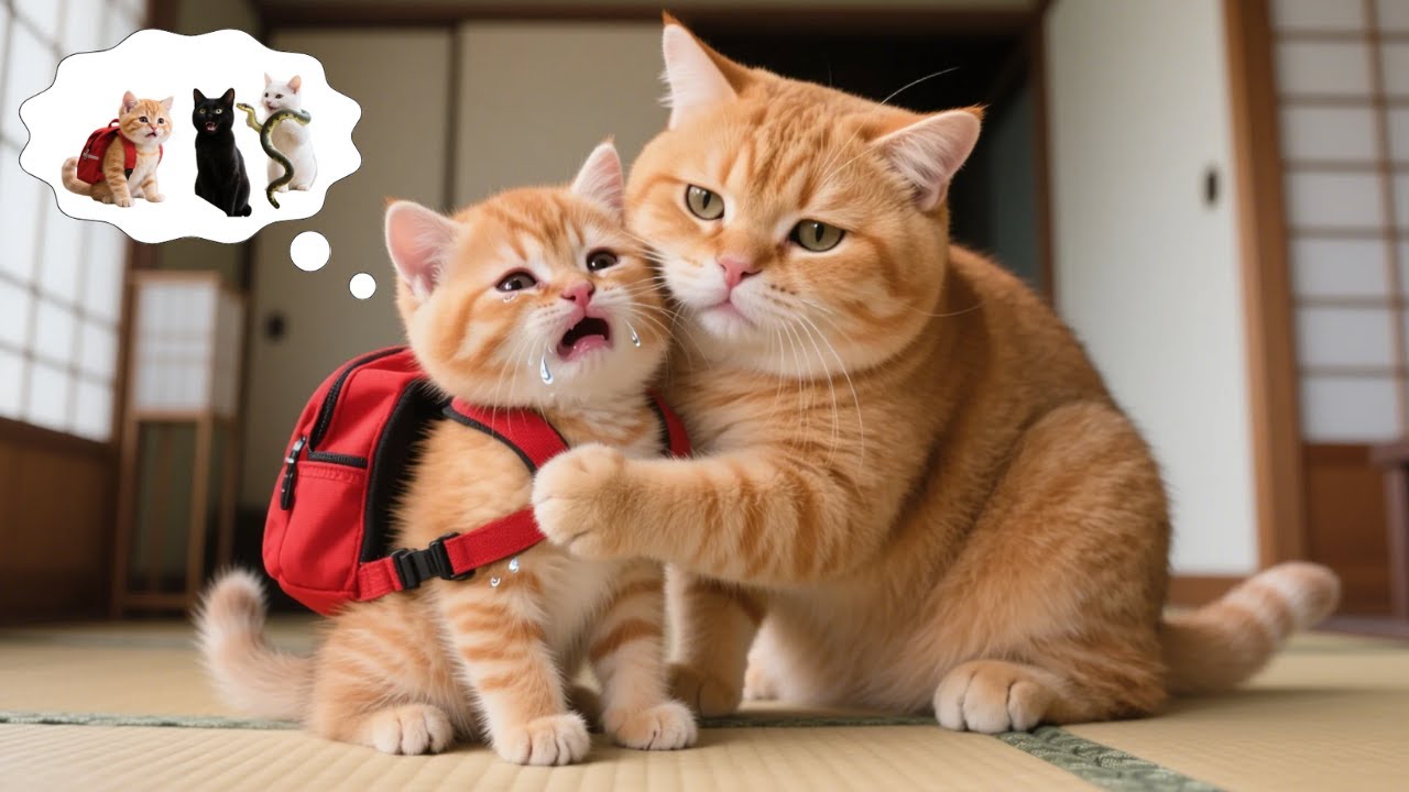 Ginger Kitten Crying Alone at School Until Brave Mama Cat Sneaks Into ...
