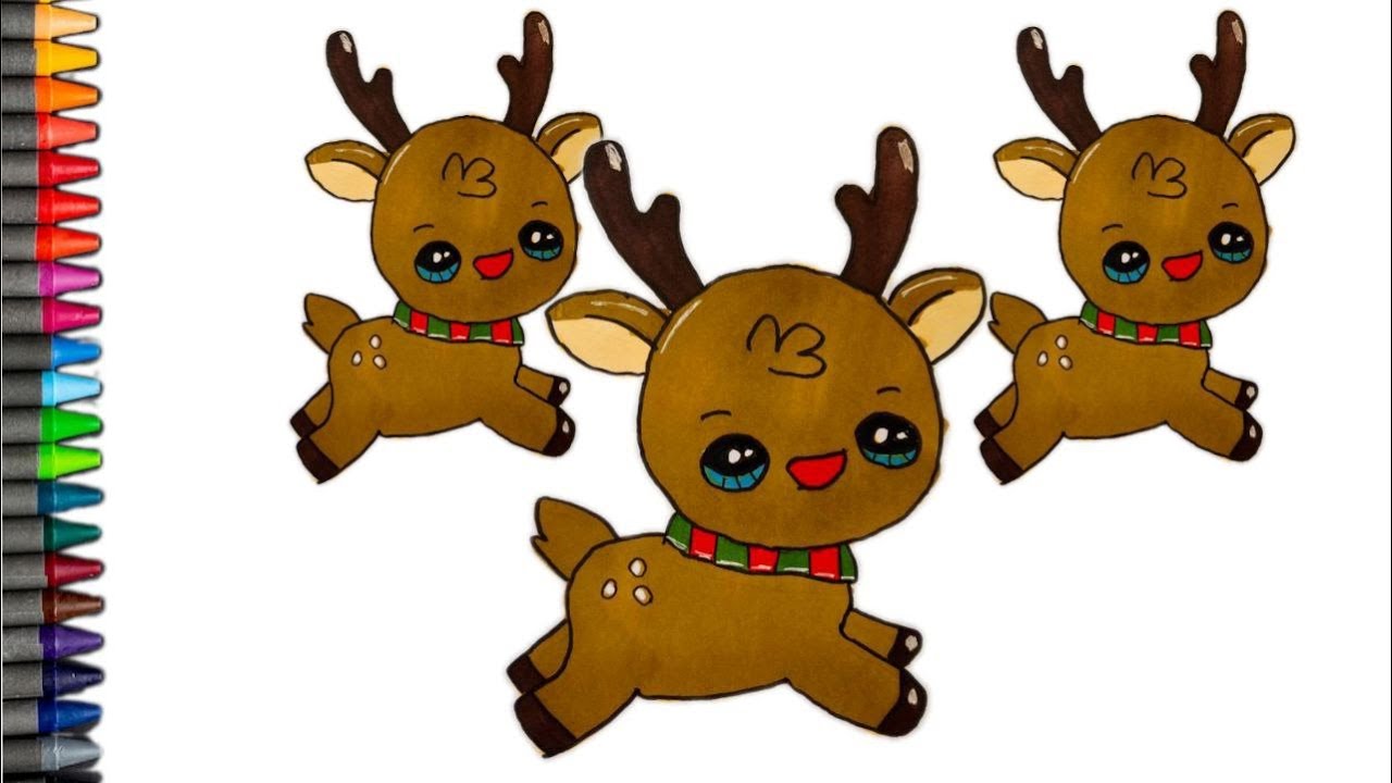 How to Draw Cute deer | Draw red deer step by step easy - YouTube