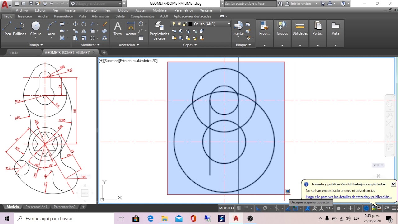 AutoCAD Guía 4 Curvas Tangentes - YouTube