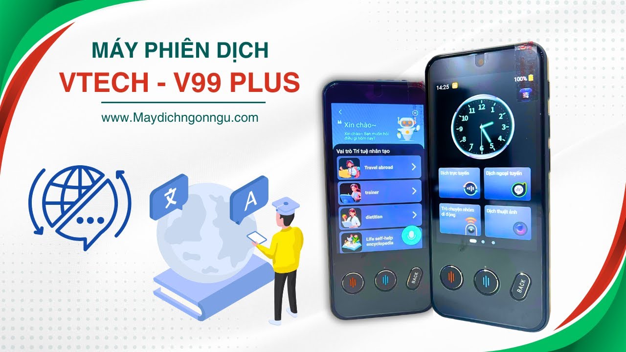 Máy phiên dịch Vtech V99 Plus - Dịch thuật mọi ngôn ngữ - Hỗ trợ kết ...